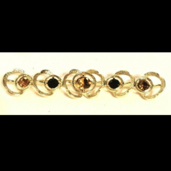 Sarah Coventry | Jewelry | Sarah Coventry Signed Brooch Pin Rhinestones Bar Amber Black Gold ...